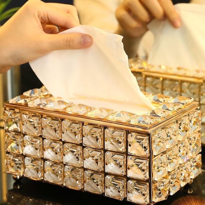 Jual KOTAK TISU KRISTAL TEMPAT TISU SWAROVSKI EMAS CANTIK CRYSTAL ...