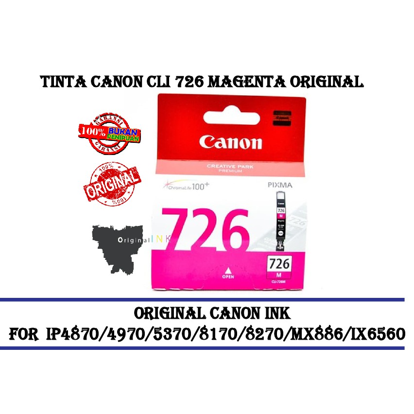 Jual TINTA CANON Cli 726 MAGENTA INK ORIGINAL | Shopee Indonesia