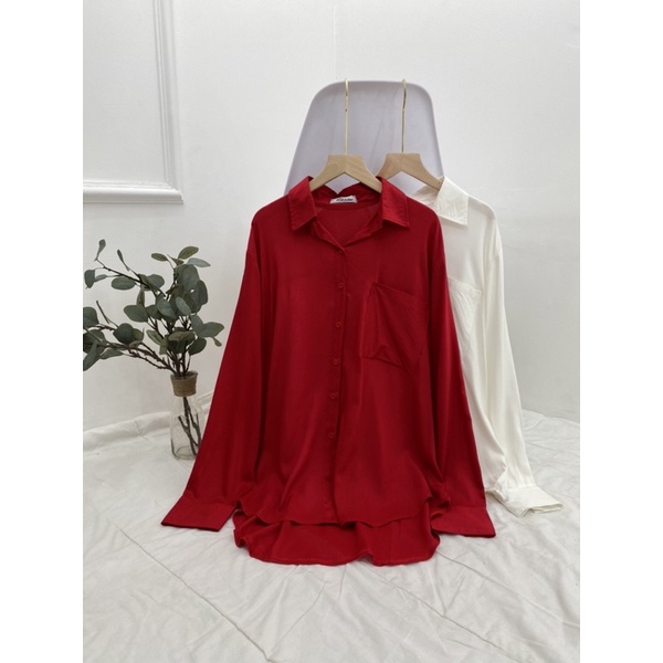 Jual kemeja rayon ( merah putih ) | Shopee Indonesia