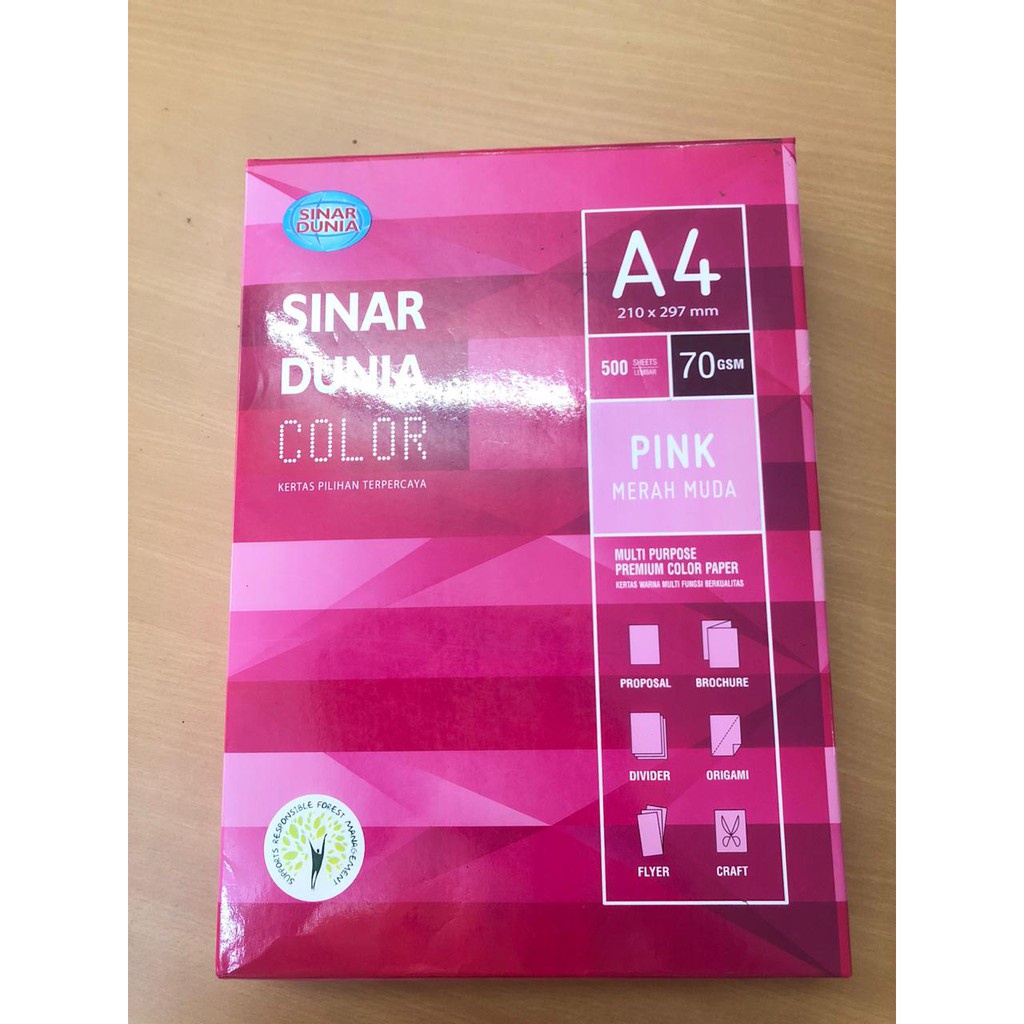 Jual Kertas HVS SIDU Sinar Dunia A4 70 gsm Warna Biru Pink Hijau Kuning ...