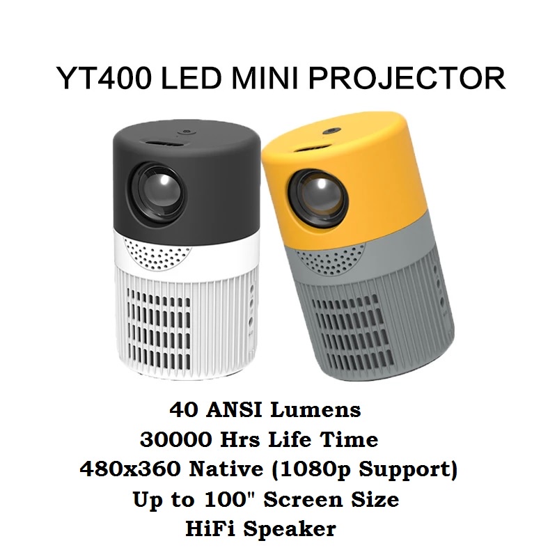 Jual ROCKWARE YT400 BASIC VERSION - Mini LED Projector 40 ANSI Lumens | Shopee Indonesia