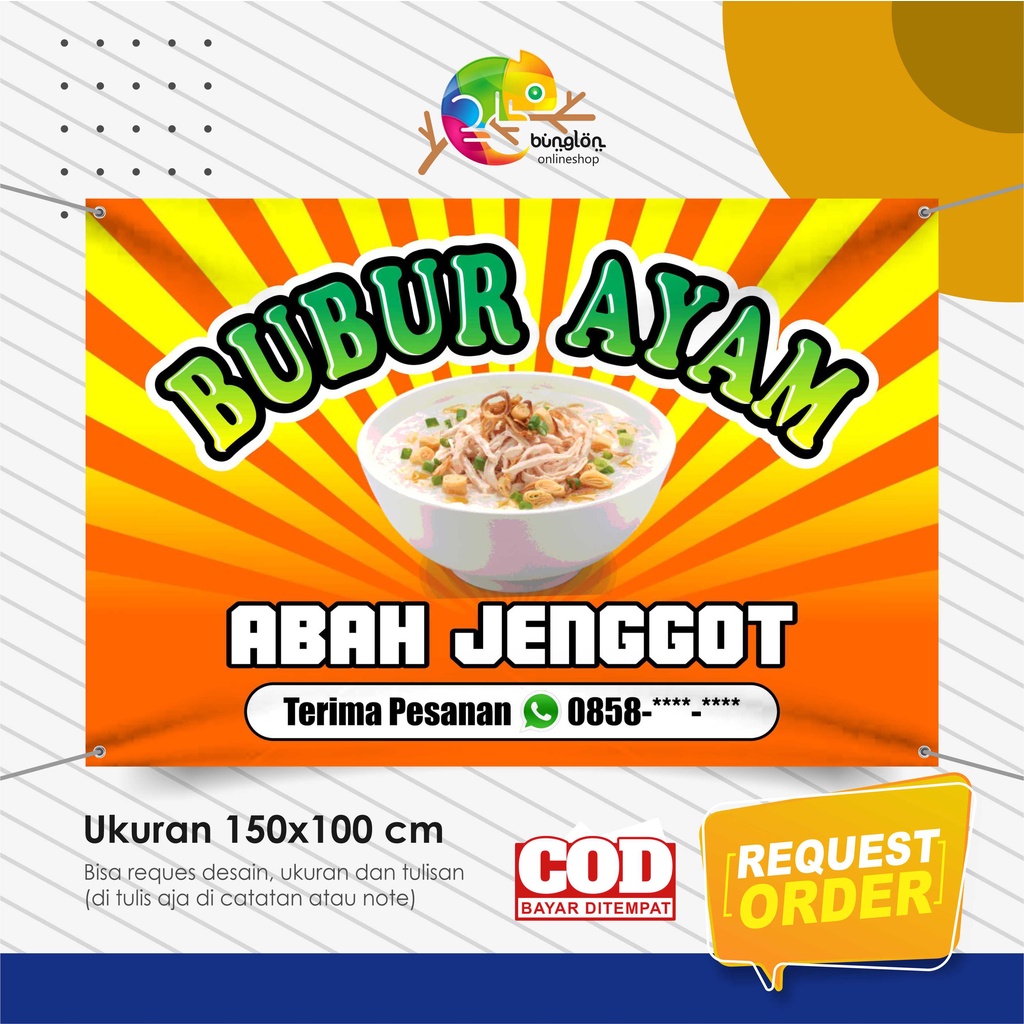 Jual Size 150x100 Cm, Spanduk Banner Bubur Ayam, Model B | Shopee Indonesia