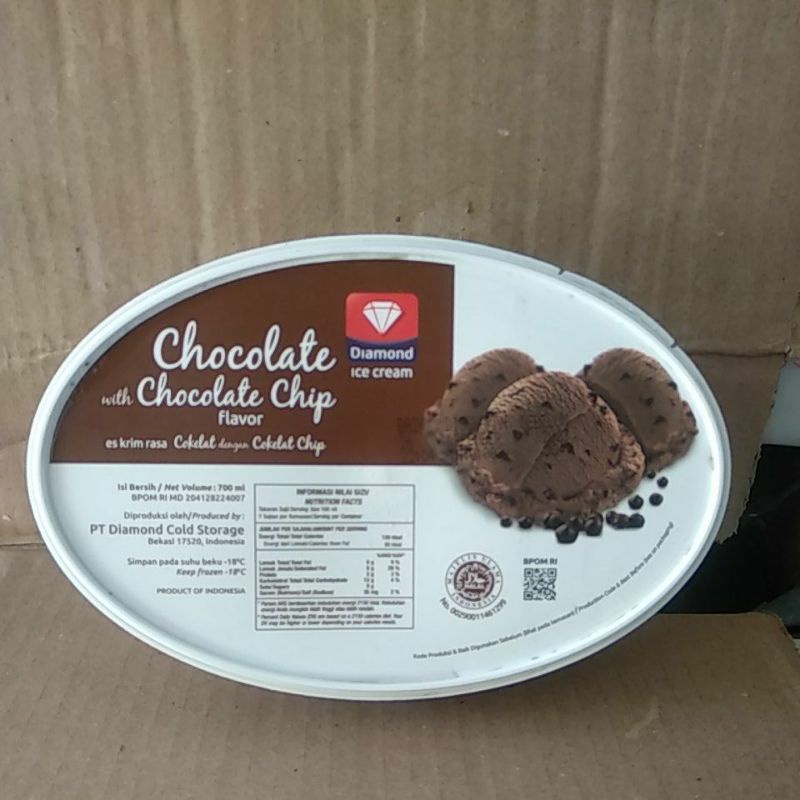 Jual Ice Cream / Es Krim Diamond 700ml - COKLAT CHIP (1 pcs) | Shopee ...