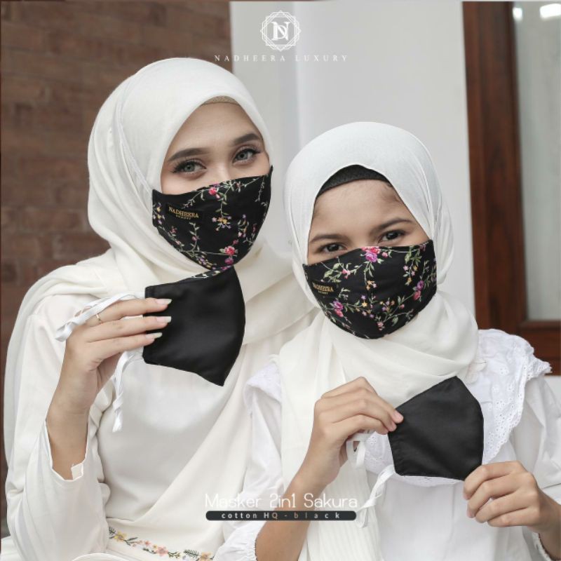 Jual NADHEERA LUXURY,MASKER 2in1 Sakura Mom & Kids | Masker Hijab ...