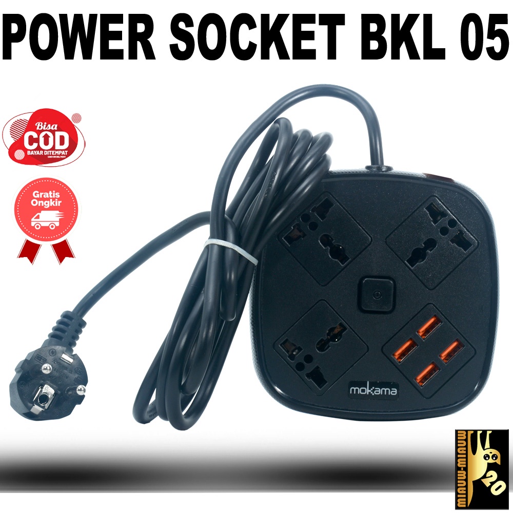 Jual MM Original Power Socket 4 Port USB 3 Port Stop Kontak 3.4A MOKAMA ...