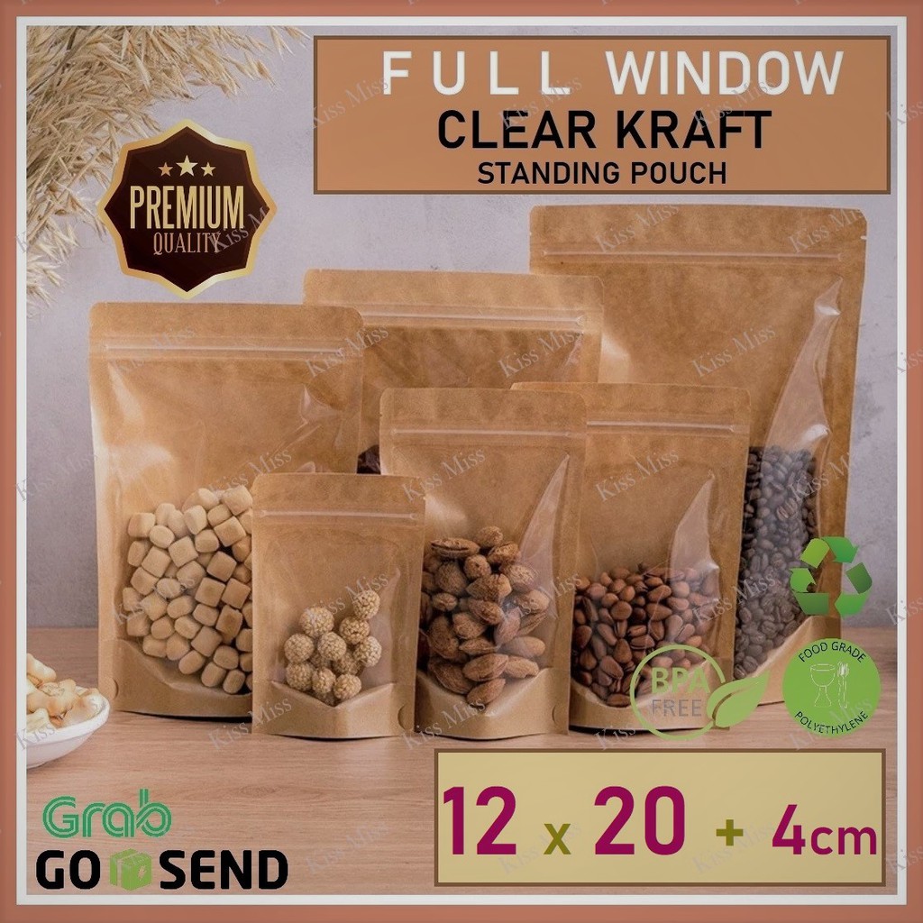 Jual FULL WINDOW CLEAR KRAFT - 12x20cm - standing pouch - ziplock ...