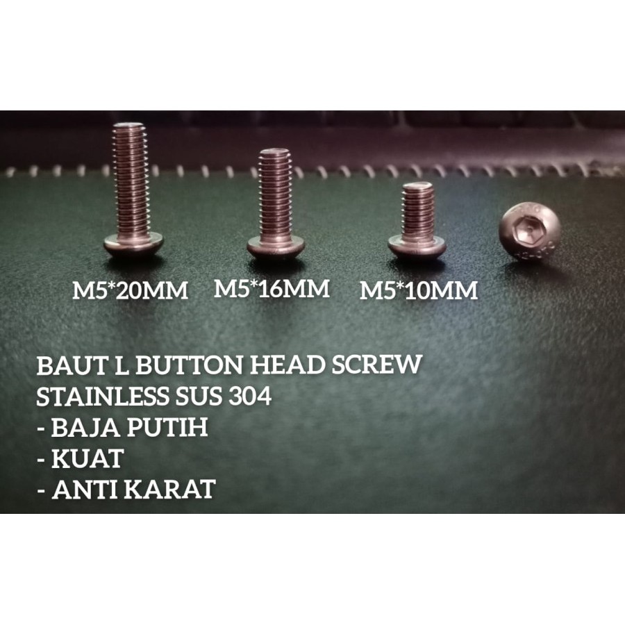 Jual 15PCS BAUT BUTTON M5 x 20mm / 16mm / 10MM TAINLESS STEEL BAUT L ...
