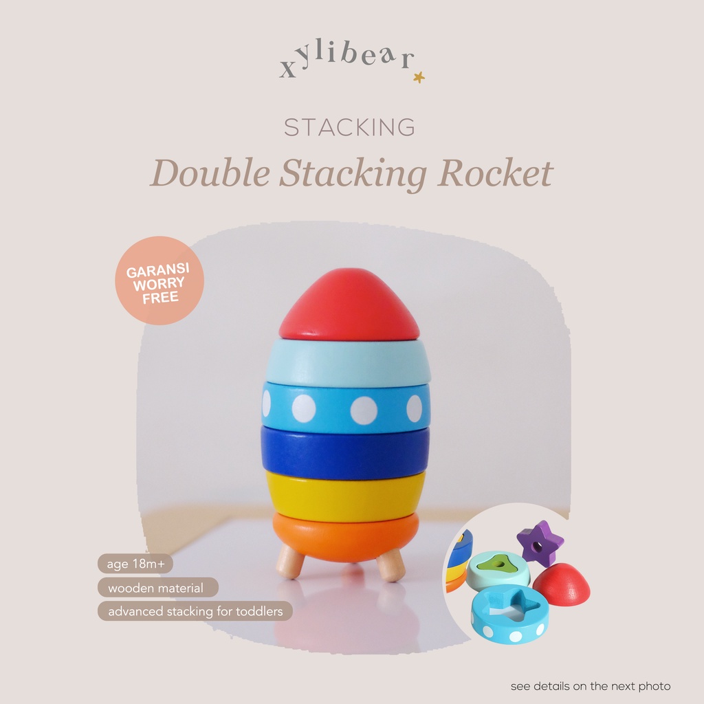 Jual Double Stacking Rocket - Wooden Toys - Xylibear - mainan tumpuk anak melatih logika - ide ...