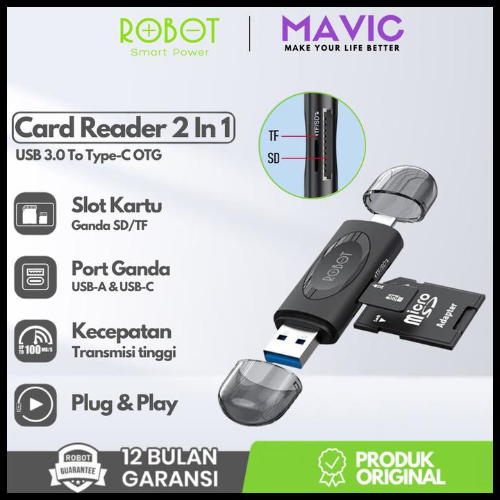 Jual Robot Card Reader Cr302 2 In 1 Usb 3.0 To Type-C Otg Adapter ...