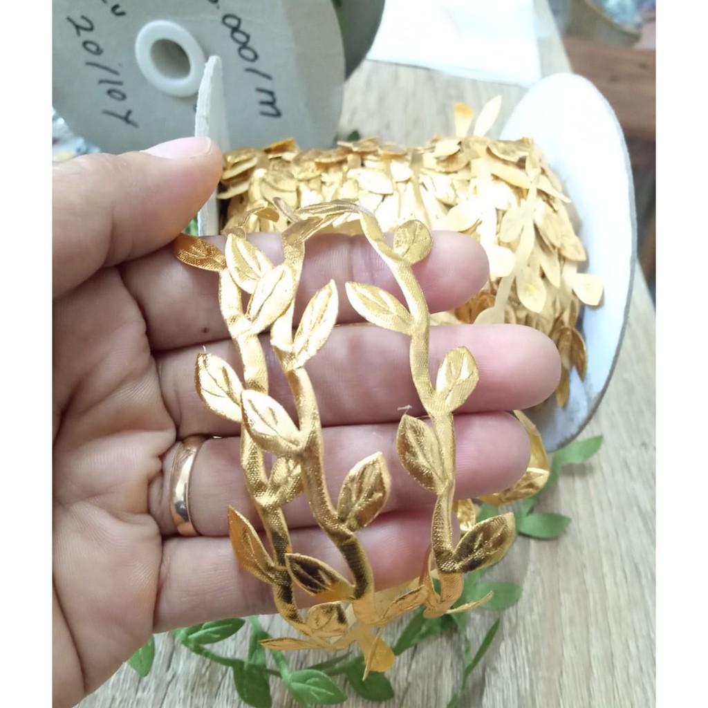 Jual PER METER Tali Daun Gold Kecil | Daun Kerajinan | Daun Craft ...