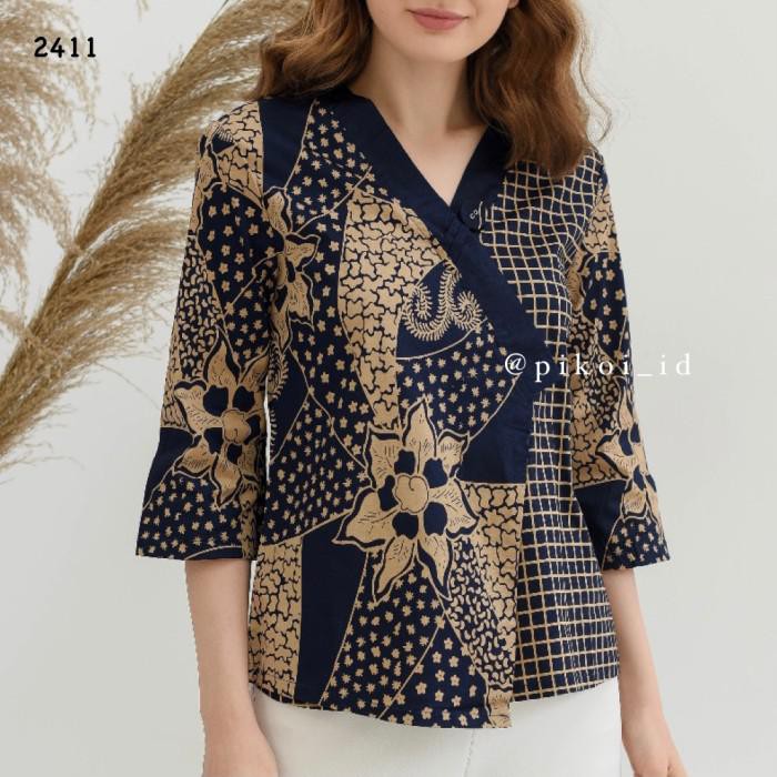 Jual Galery | Blouse Kimono Batik / Baju Batik Modern / Atasan Batik Wanita / Kantor - Army ...