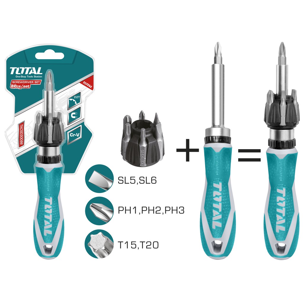 Jual Total Tools - Ratchet Screwdriver/Obeng Racthcet Set 8Pcs ...