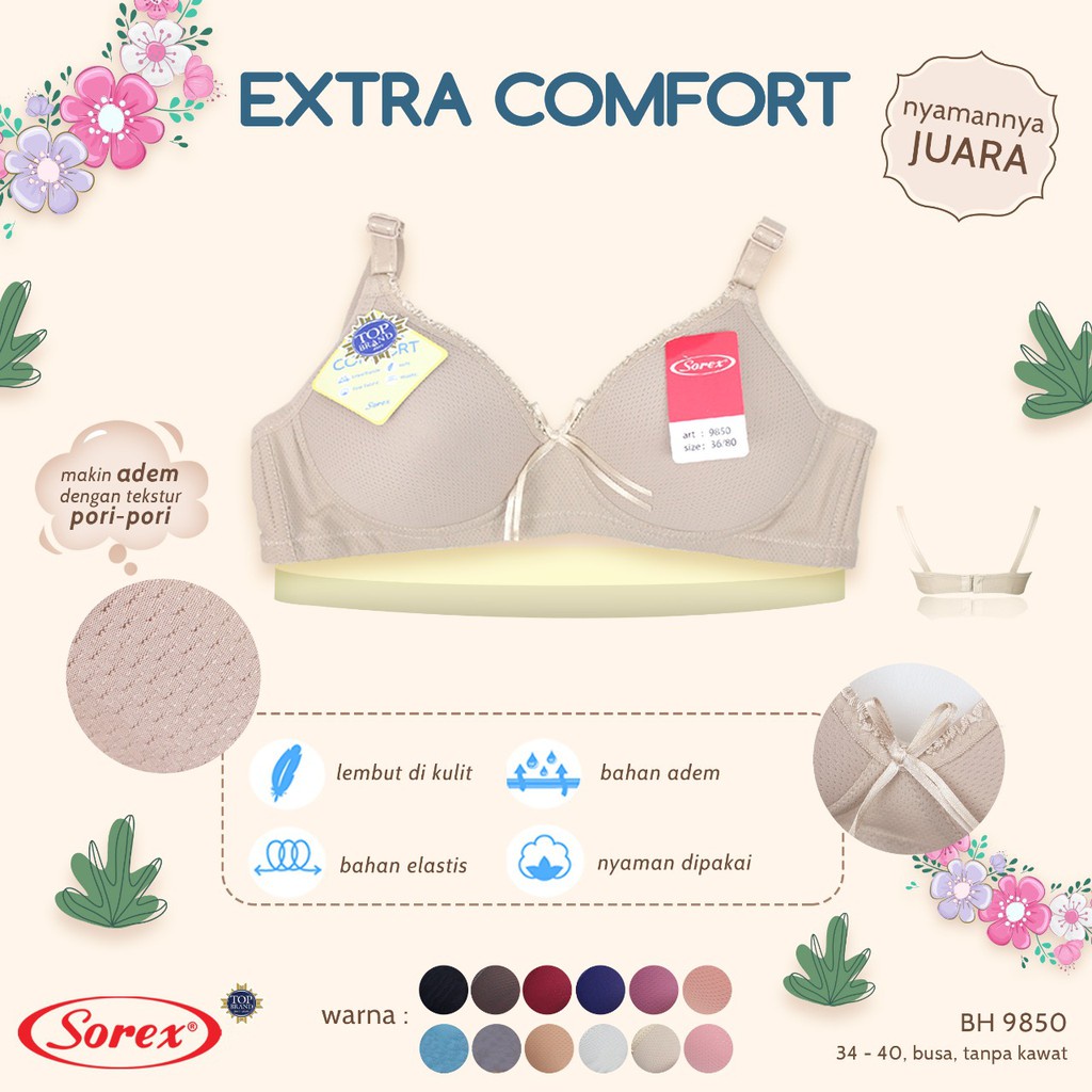 Jual BRA SOREX 9850 COMFORT BUSA TIPIS TANPA KAWAT KAIT2 | Shopee Indonesia