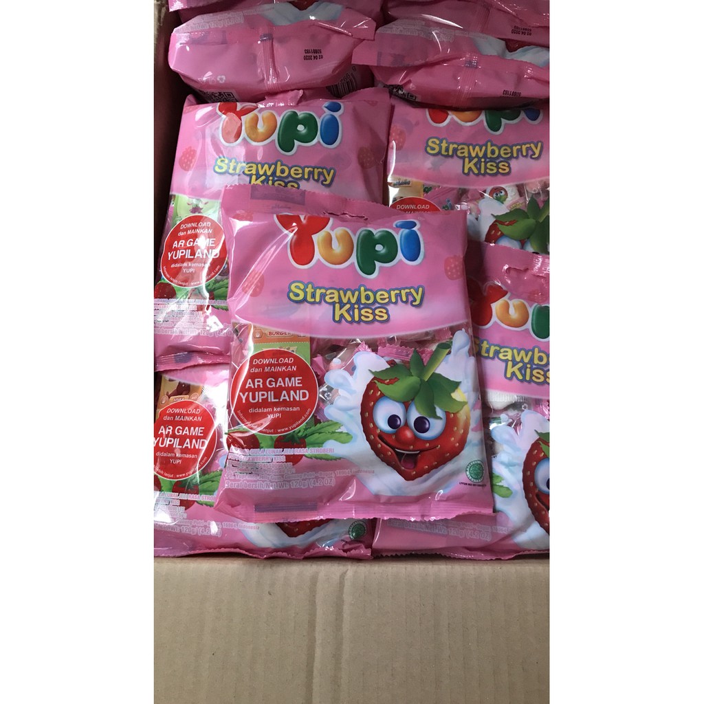 Jual Permen Yupi Strawberry Kiss 1 Bungkus 120g 120gr Merah Pink ...