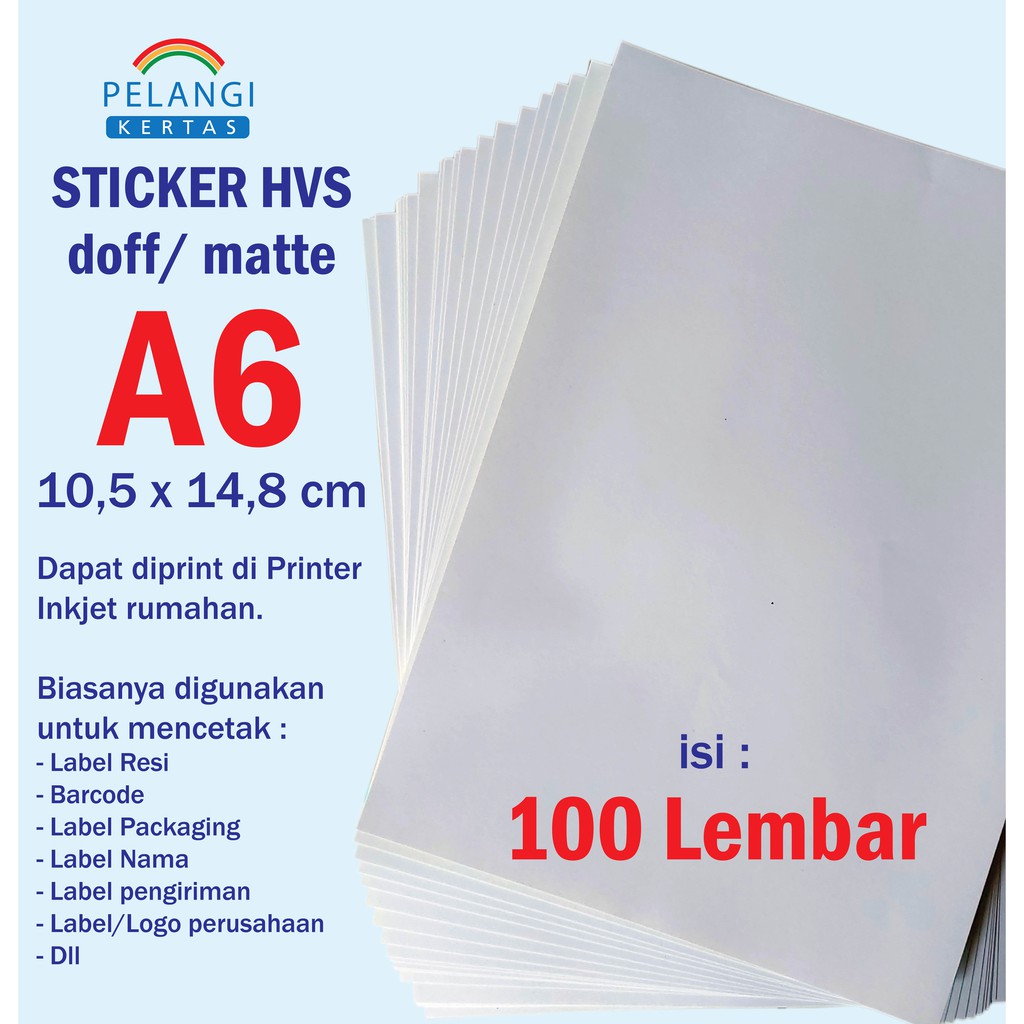 Jual Kertas Sticker HVS A6 Putih Doff 100 Lembar | Shopee Indonesia