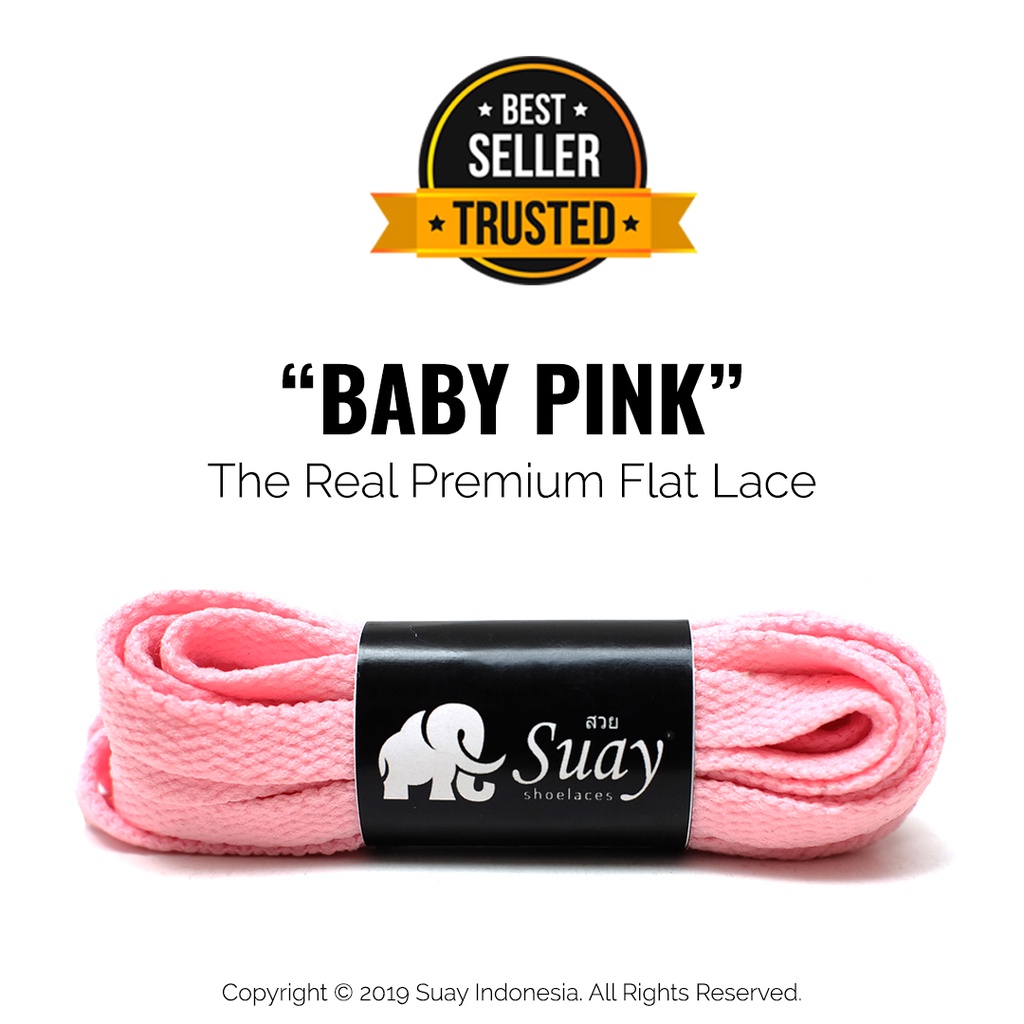 Jual SUAY Tali Sepatu Gepeng Pipih Warna Pink Muda (FLAT) - Panjang ...