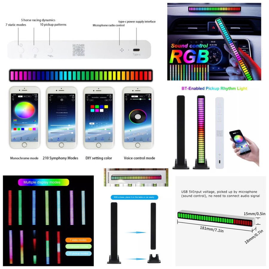 Jual RGB Rhythm Light USB Audio spectrum indicator bar LED lampu hias ...