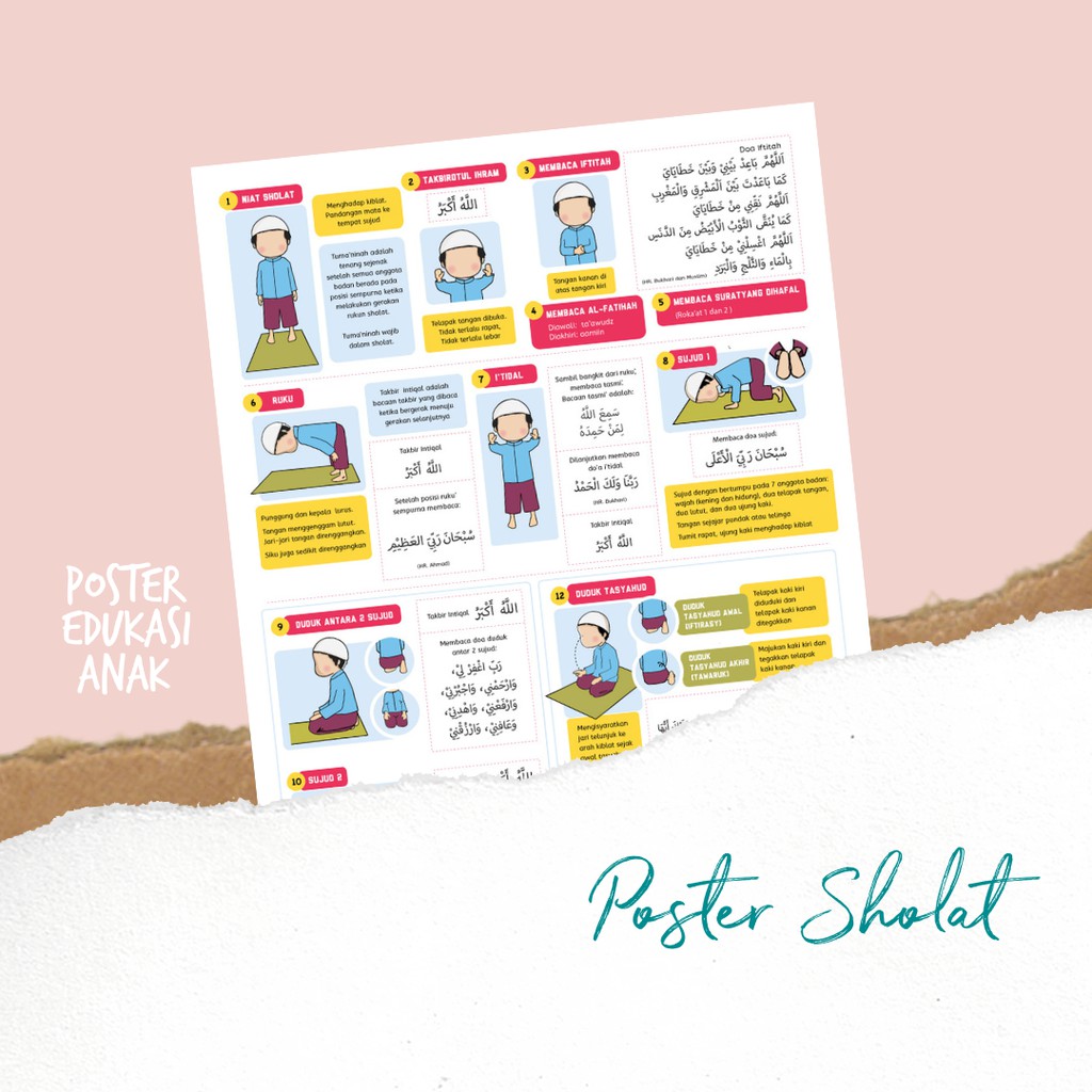 Jual Poster Sholat Media Edukasi Islami Anak Belajar Sholat dengan Tata ...