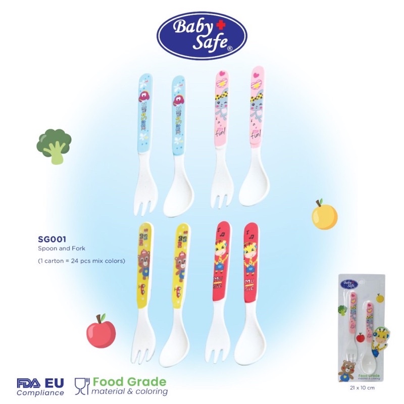 Jual Baby Safe Spoon Fork Bayi Babysafe Sendok Garpu Set Anak MPASI ...