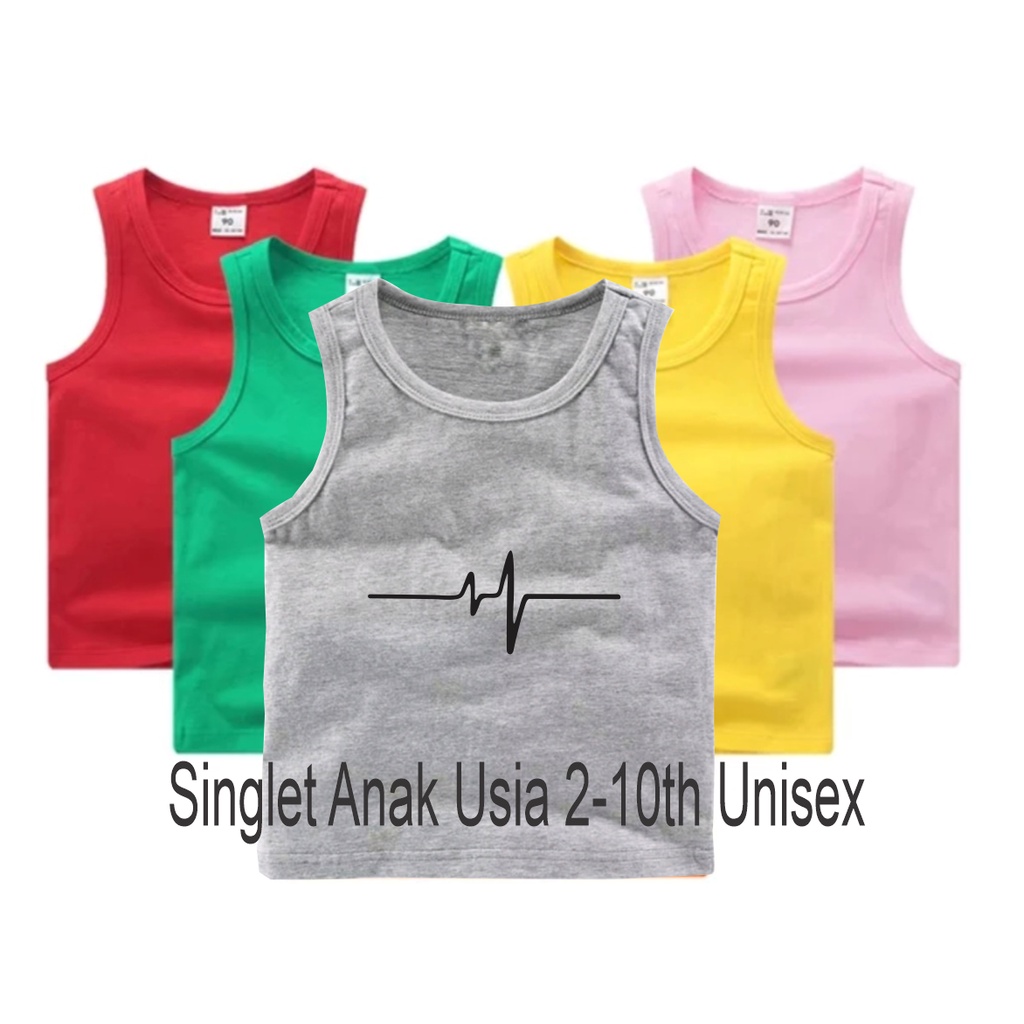 Jual SINGLET ANAK CEWEK COWOK DTK JANTUNG COTTON COMBED UKURAN S-M-L-XL ...