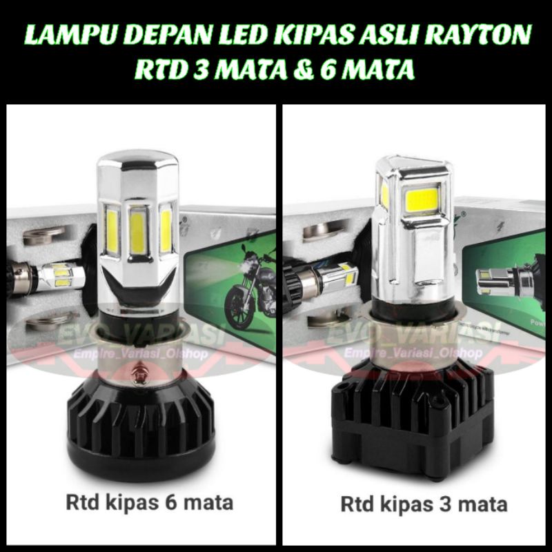 Jual LAMPU LED DEPAN RTD RAYTON 3 MATA DAN 6 MATA PUTIH KIPAS AKTIF 12 ...