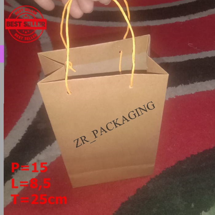 Jual Paper bag coklat mika / tempat souvenir/ paperbag kraft/paper bag ...
