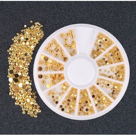 Jual Manik Gold metalik mix size Berlian Imitasi 3D Warna Emas Ukuran ...