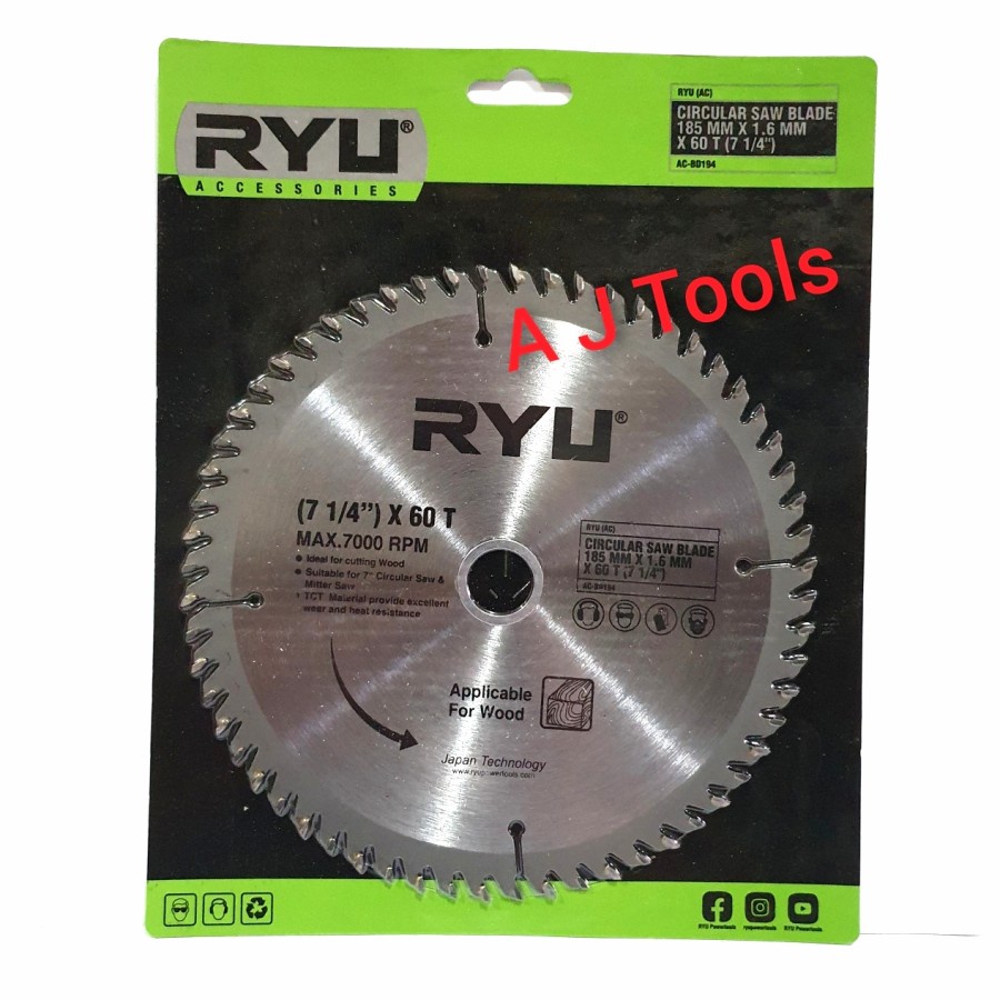 Jual RYU Circular Saw Blade 7" x 60T Mata Gergaji Kayu | Shopee Indonesia