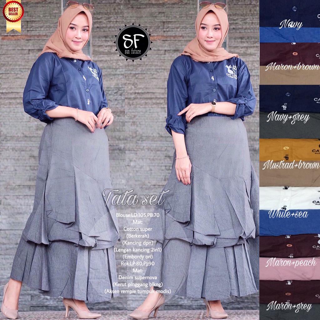 Jual TATA SET FAB BLOUSE COTTON SUPER ROK DENIM SUPERNOVA | Shopee ...