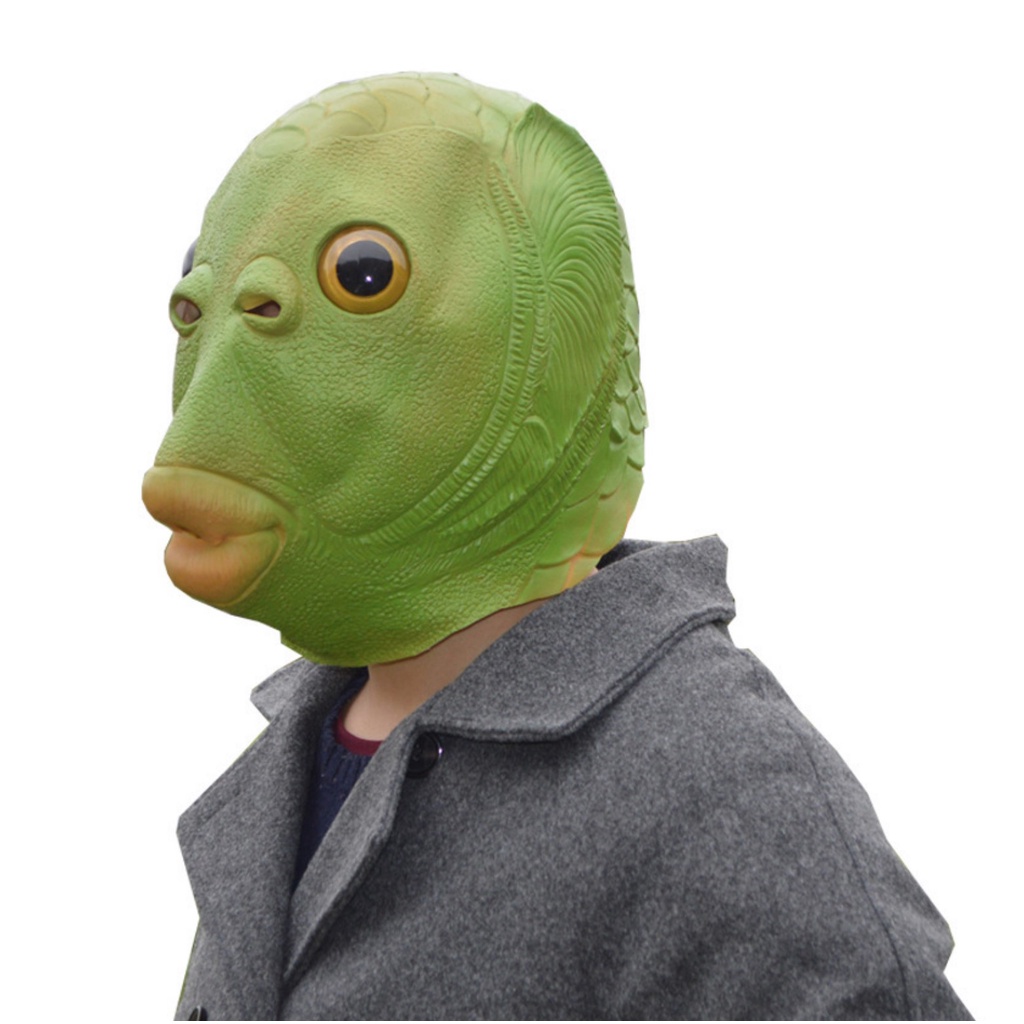 Jual TOL-37 topeng latex karet full head kepala ikan murloc hijau mask ...