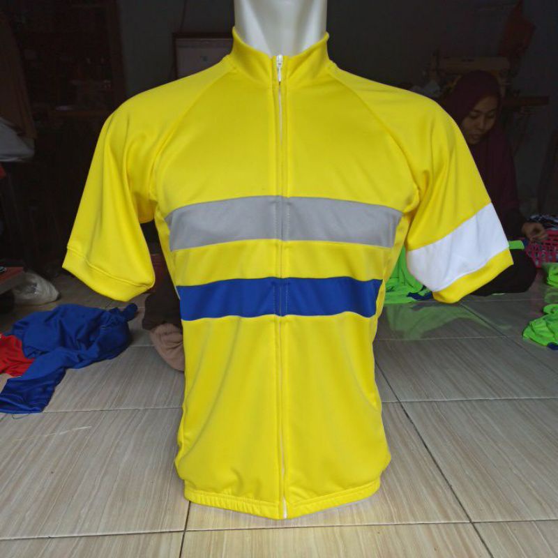 Jual Jersey Sepeda Kuning list Abu | Shopee Indonesia