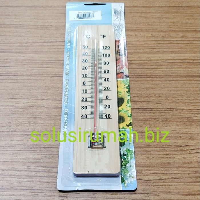 Jual meter suhu thermo dinding kayu wooden thermometer room ruangan ...