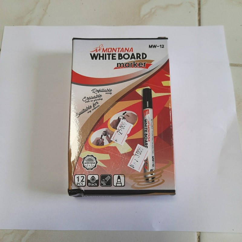 Jual Spidol White Board Montana Hitam Whiteboard - 1 Pack Isi 12 Buah ...