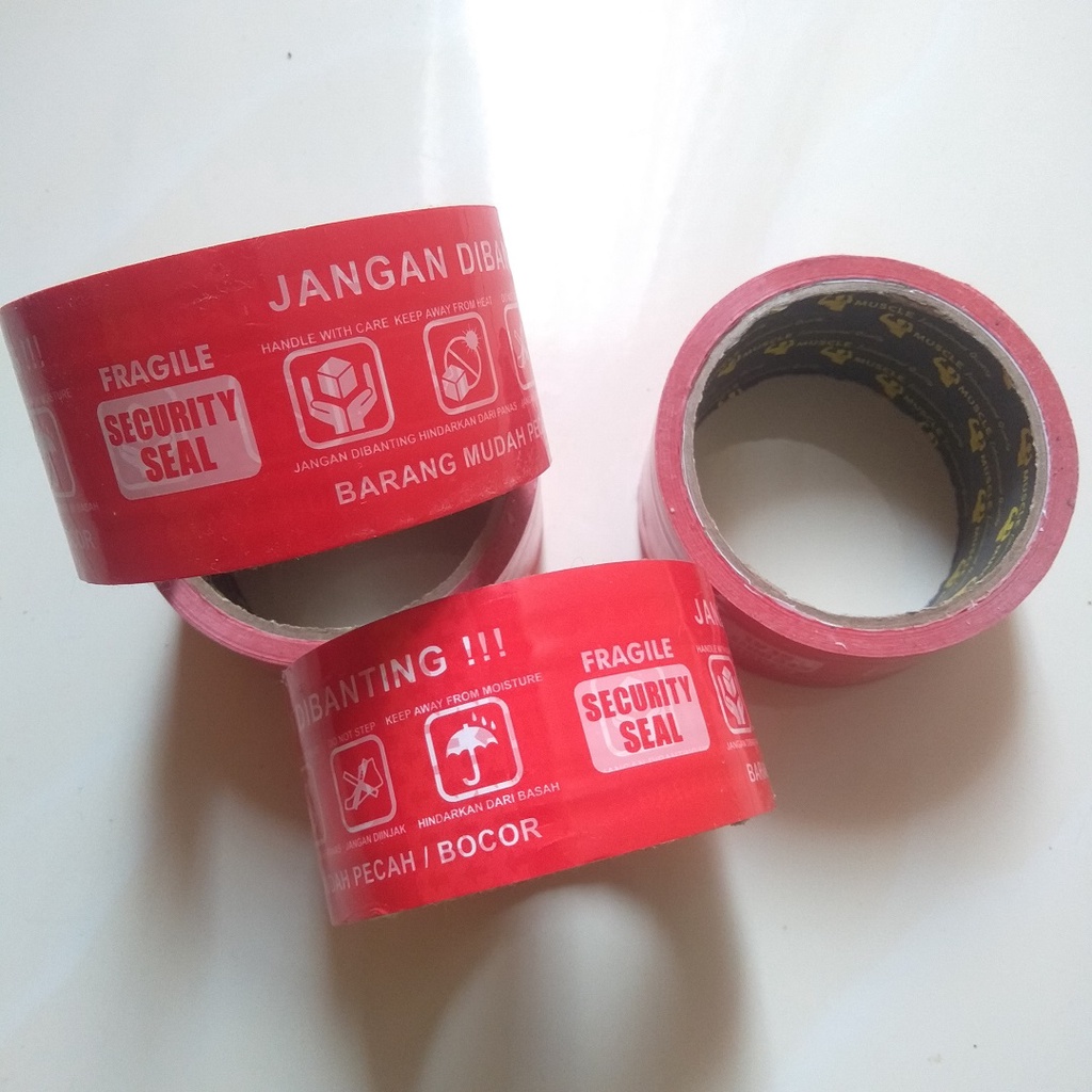 Jual Lakban Fragile Merah / Putih 50 Yard 2 inch - Isolasi Jangan ...