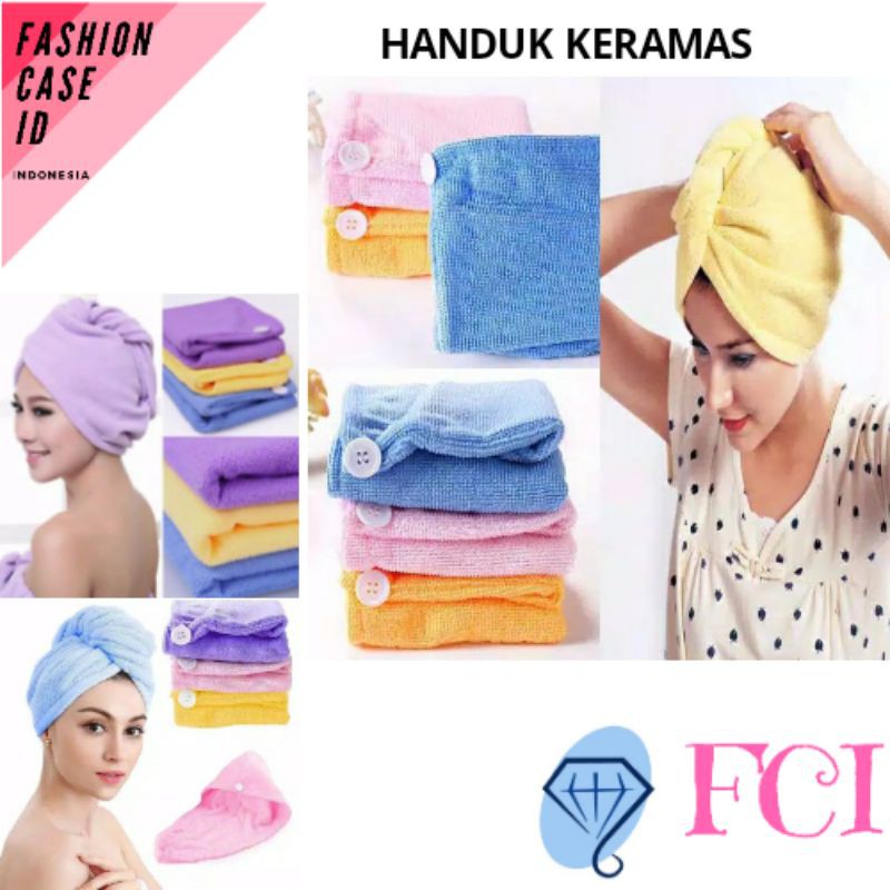 Jual Handuk Rambut Keramas Microfiber Lap Pengering Rambut Praktis Dan ...