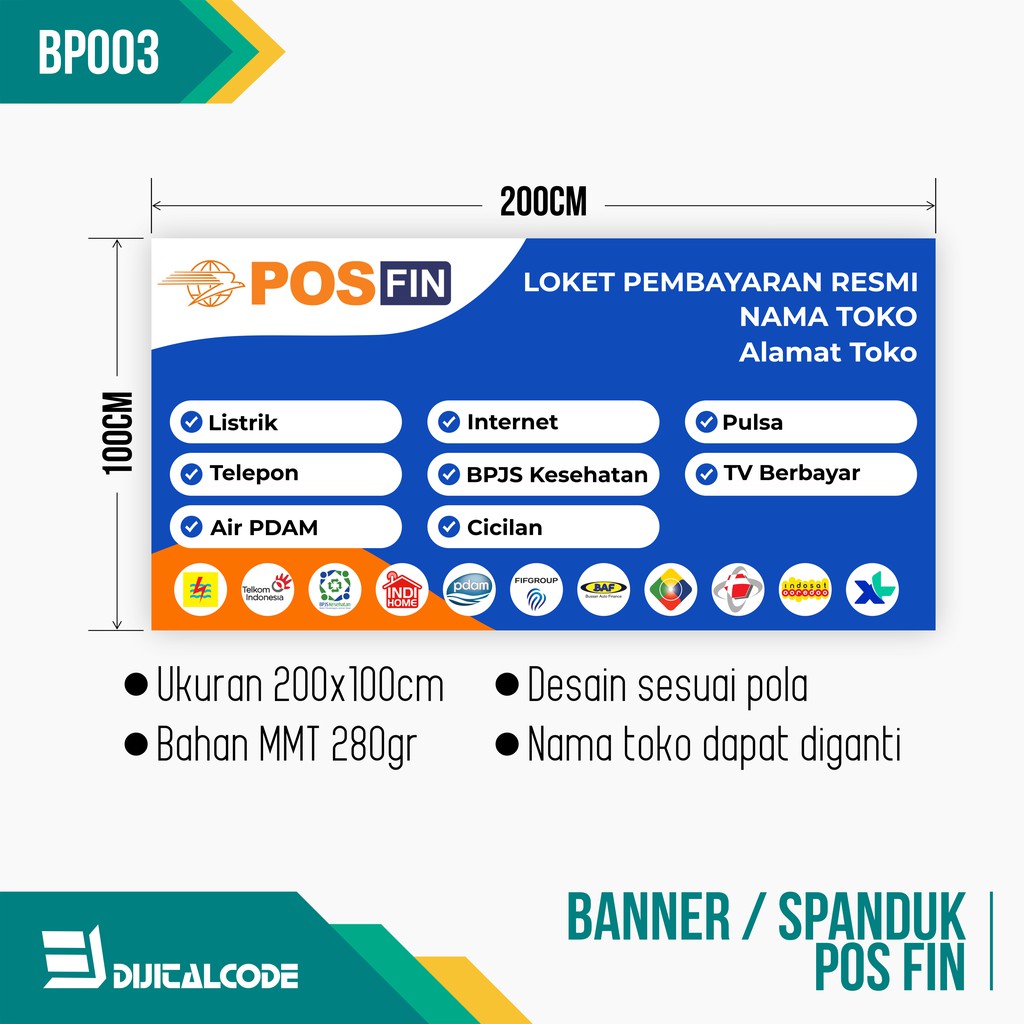 Jual BPO03 Spanduk Banner PosFin 200x100cm | Shopee Indonesia