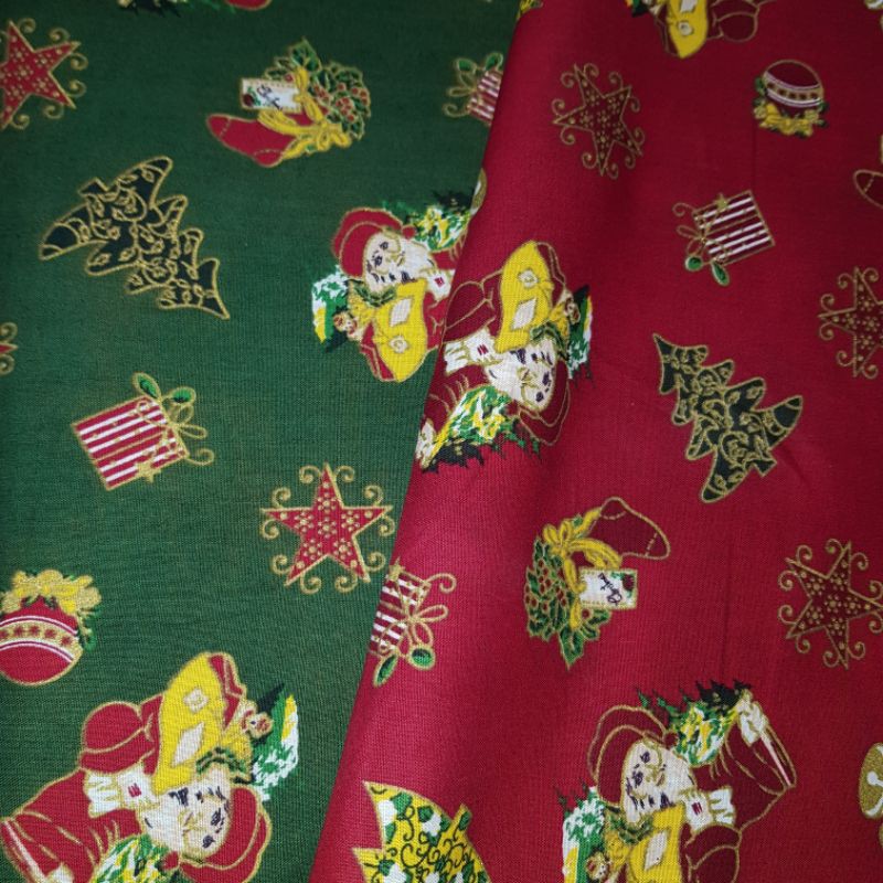 Jual Kain Katun Sinterklas Santa Claus Cemara Natal Christmas Tree ...
