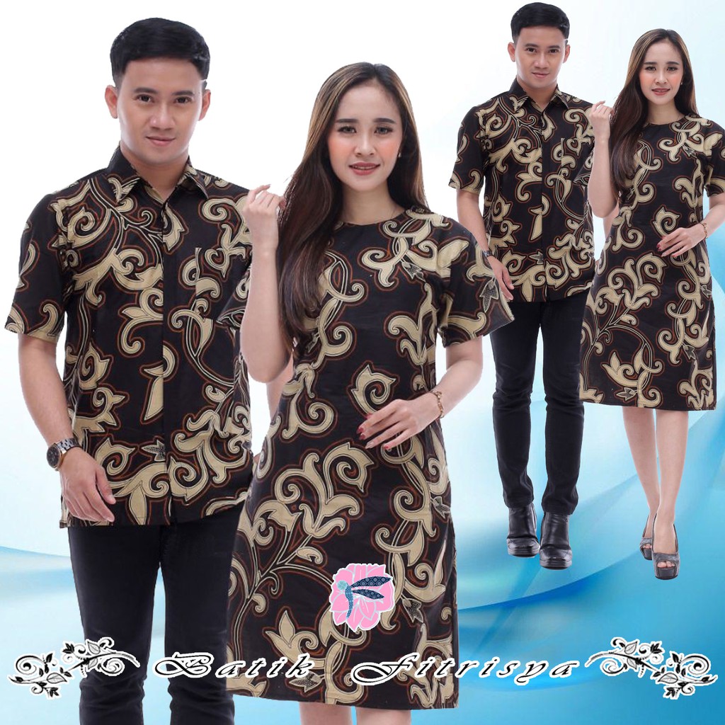 Jual Batik Couple / Pasangan - DAUN KANGKUNG HITAM PUTIH - Harga 1 ...