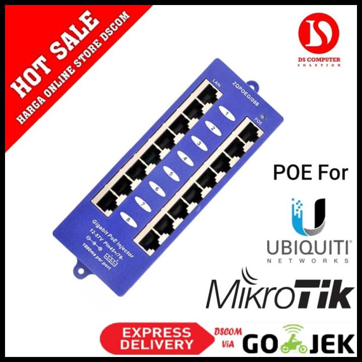 Jual Poe Gigabit 8 Port Injector Support For Ubiquiti Mikrotik Cctv ...