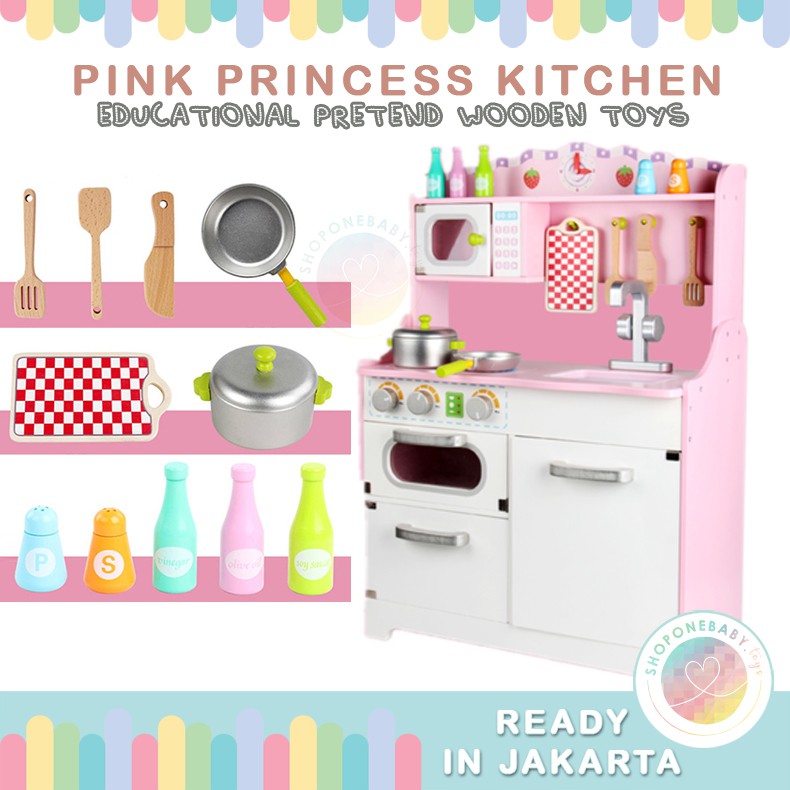 Jual JKT READY GRAB Pink Princess Kitchen Set Wooden Pretend Toy Mainan ...