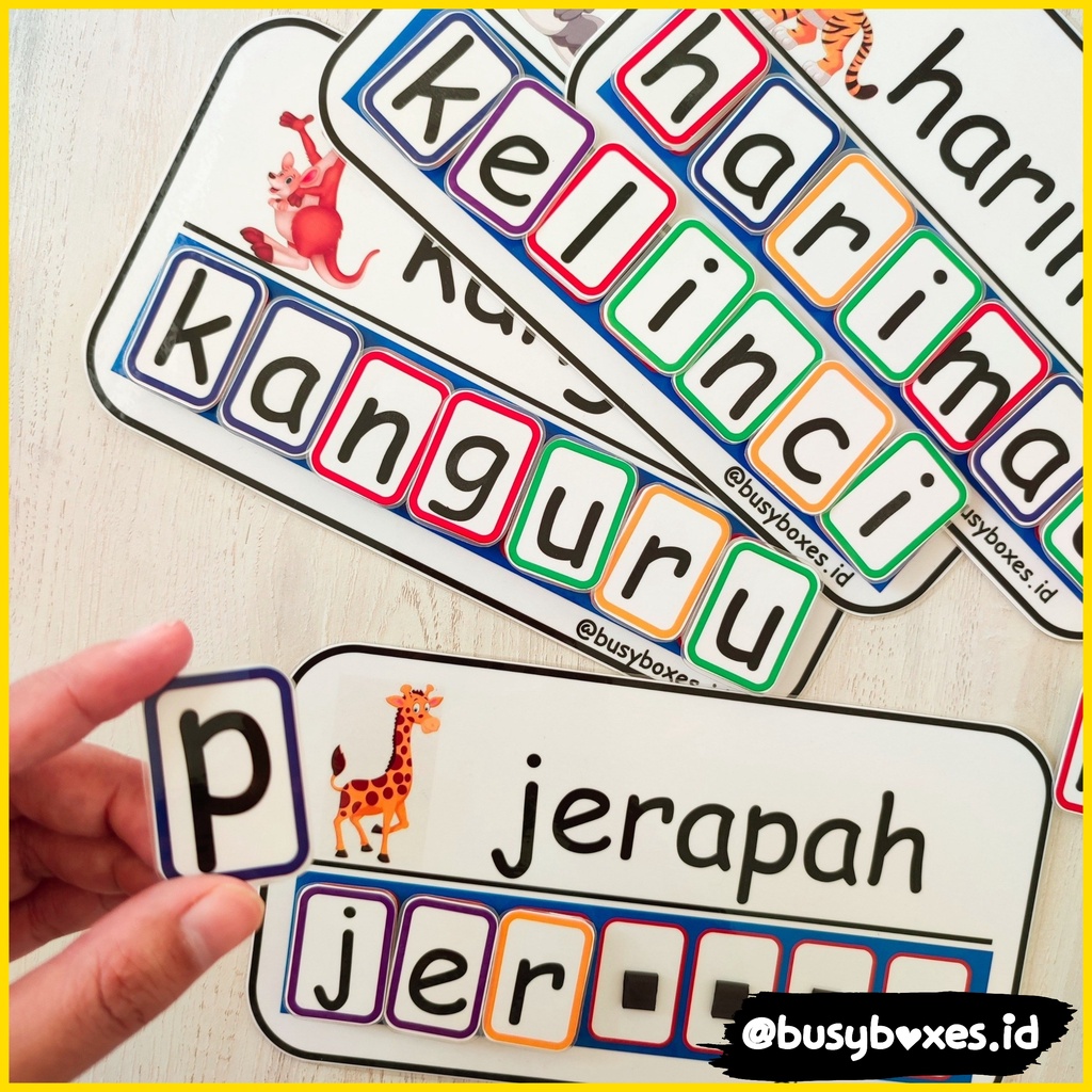 Jual worksheet paud mengeja nama hewan / mengeja huruf / mainan edukasi ...