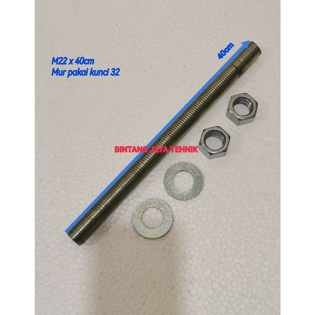 Jual AS DRAT M22 x 40cm 2pcs MUR + RING / LONG DRAT M22 x 40cm ( KUNCI ...