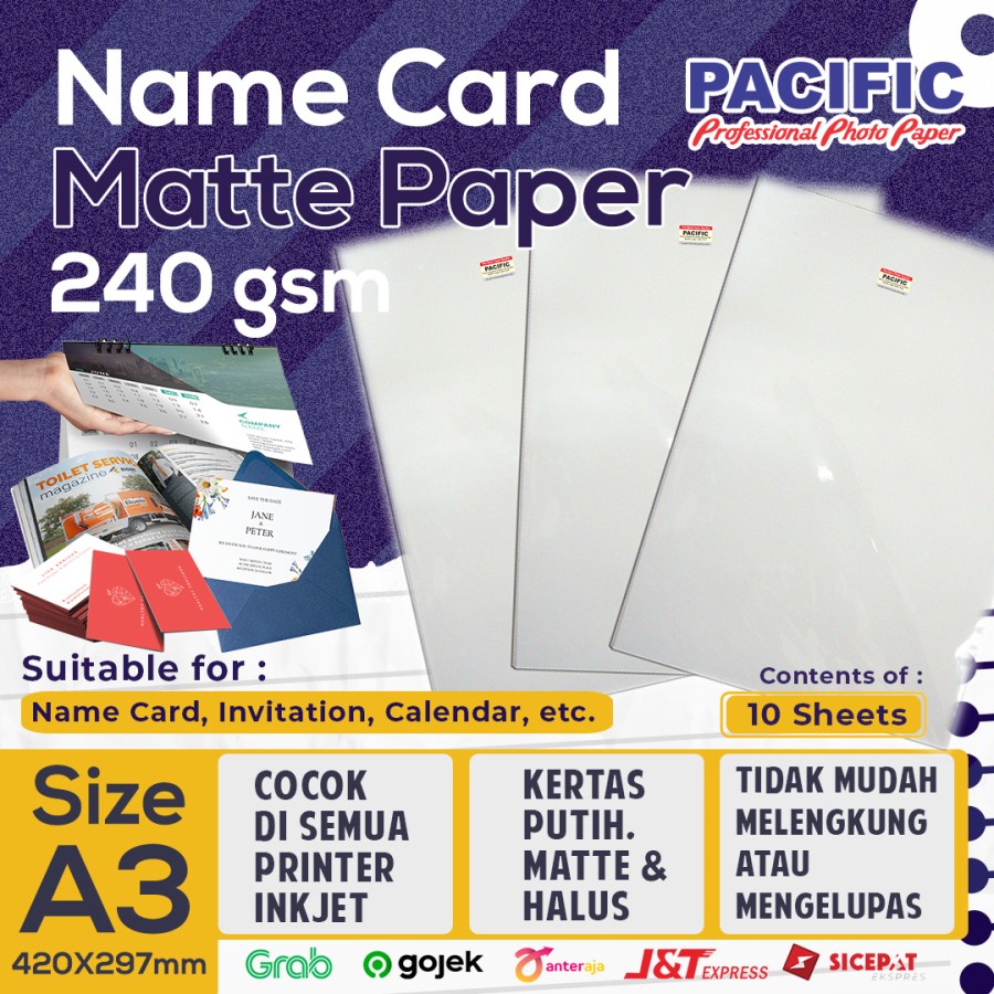 Jual Kertas Foto Matte/Doff Linen Paper A3 240 Gsm Untuk Kartu Nama ...