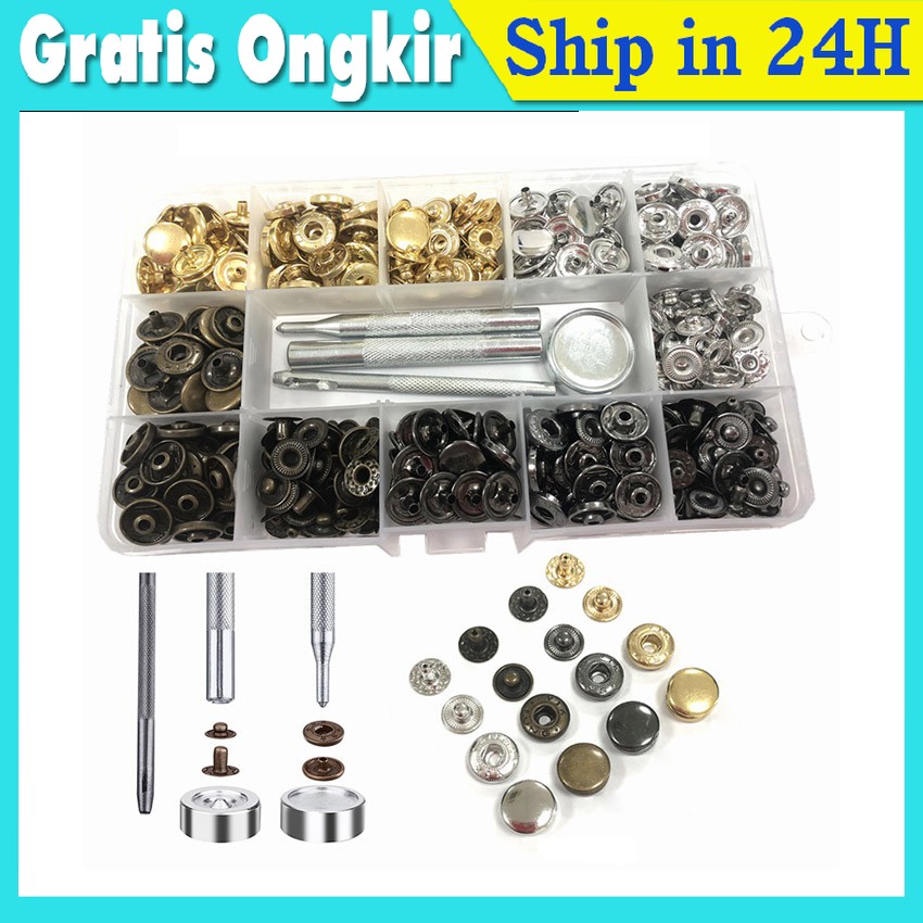 Jual Set Kancing Jepret Cetet Besi Snap Button + Alat Pemasang Kancing ...