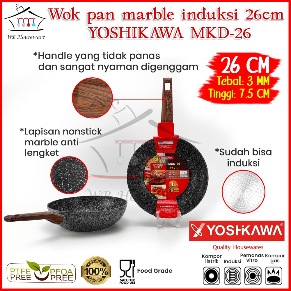 Jual YOSHIKAWA wok pan marble induksi listrik seri MD / panci yoshikawa anti lengket | Shopee ...