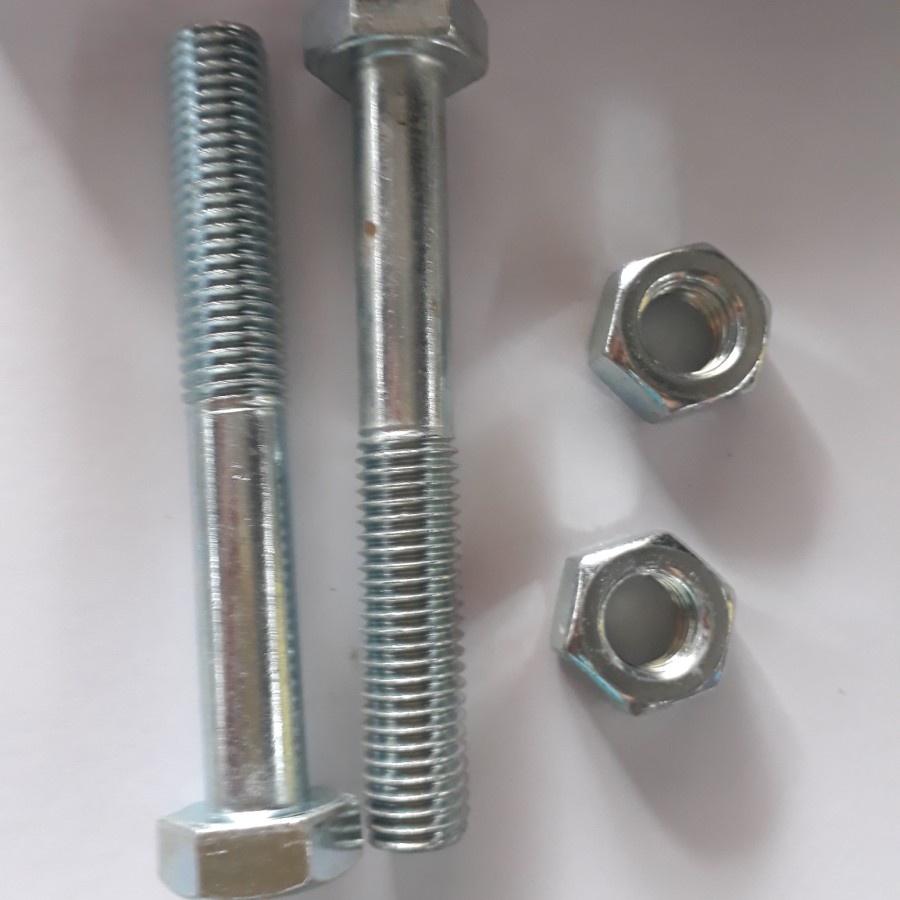Jual Baut+Mur besi 18x80 /BN putih drat kasar/kunci 27 | Shopee Indonesia