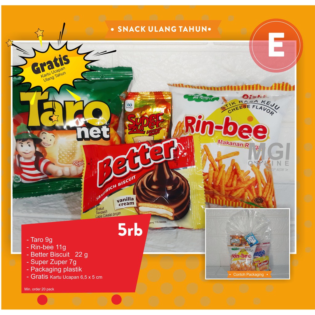 Jual PAKET SNACK ULANG TAHUN 5000 E | Shopee Indonesia