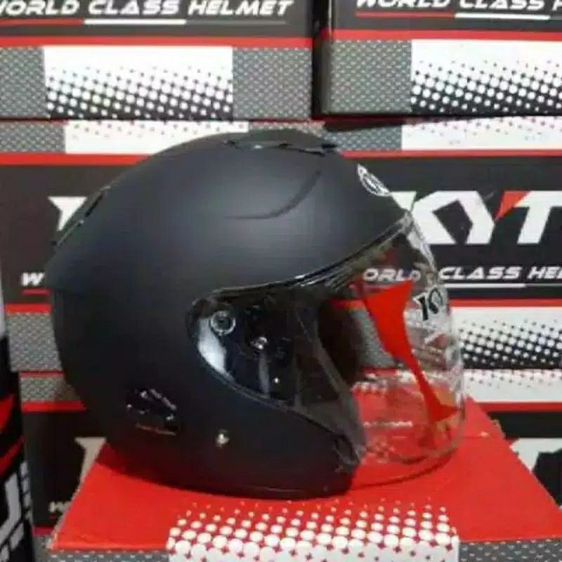 Jual HELM HALF FACE KYT KYOTO SOLID BLACK DOFT | KYT HITAM ORIGINAL ...