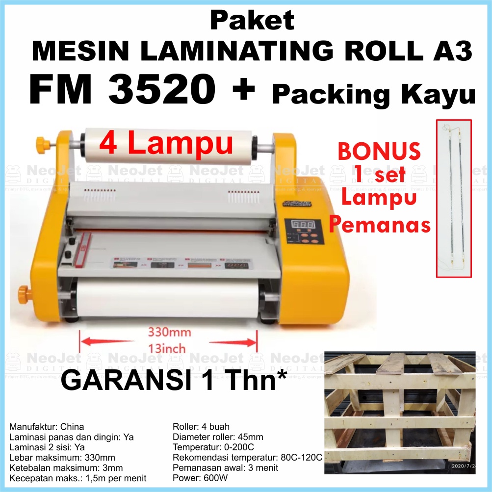 Jual Mesin Laminating Roll A3 Fm 3520 Laminasi Fm3520 4 Lampu Free