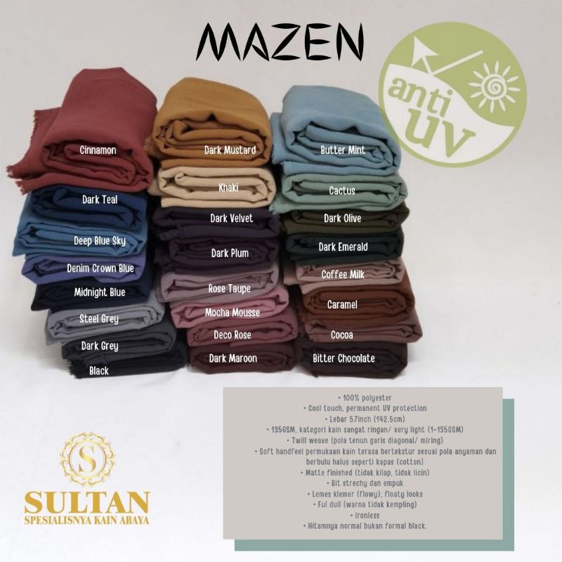 Jual mazen anti uv sultan, harga per 50 cm meter / Persetangah meter ...